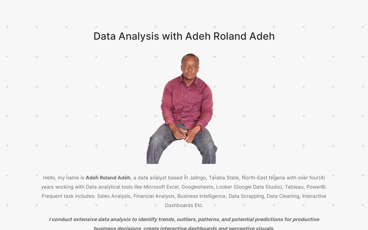 Personal portfolio Site for data analysis with adeh Roland Adeh